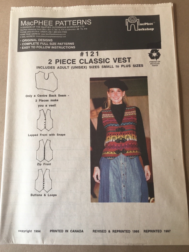 #121 2-PIECE CLASSIC VEST – MacPhee WorkShop