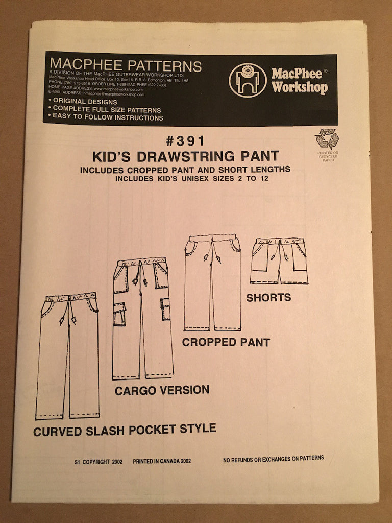 #391 KIDS DRAWSTRING PANTS – MacPhee WorkShop