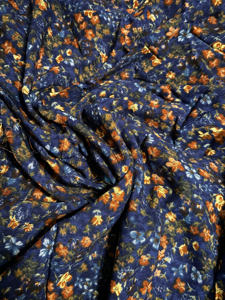 Rayon Challis Print - Blue Flowers – MacPhee WorkShop