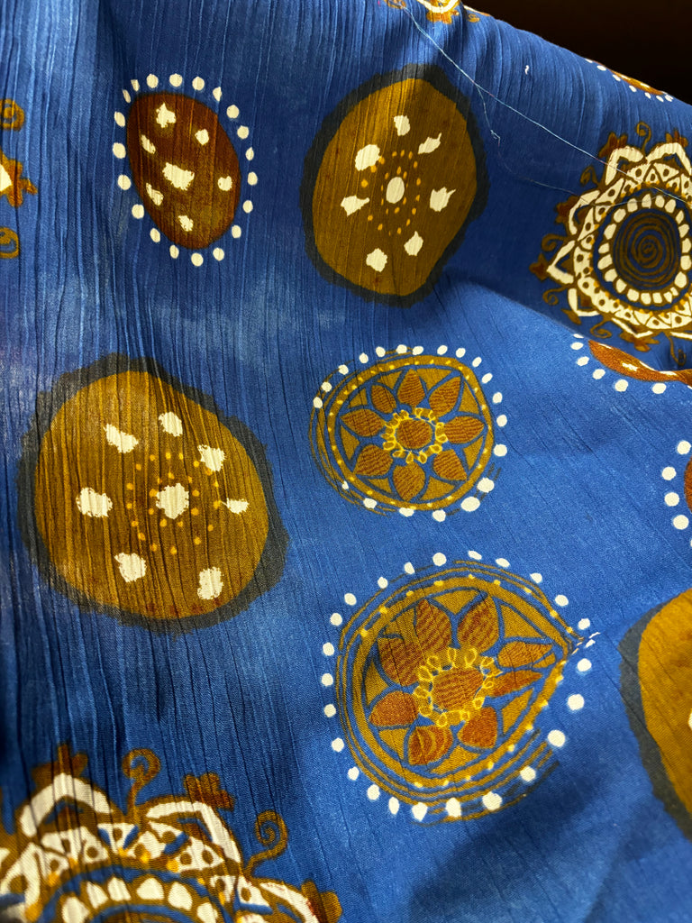 Rayon Challis Print - Blue Circles – MacPhee WorkShop