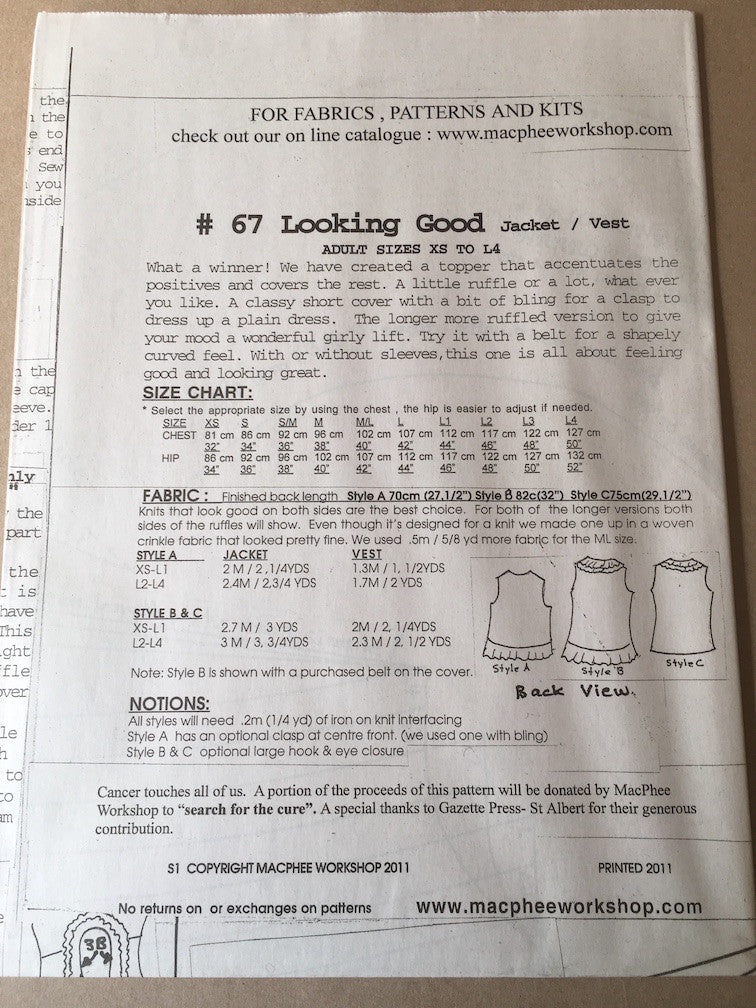 #67 LOOKING GOOD JACKET/VEST – MacPhee WorkShop
