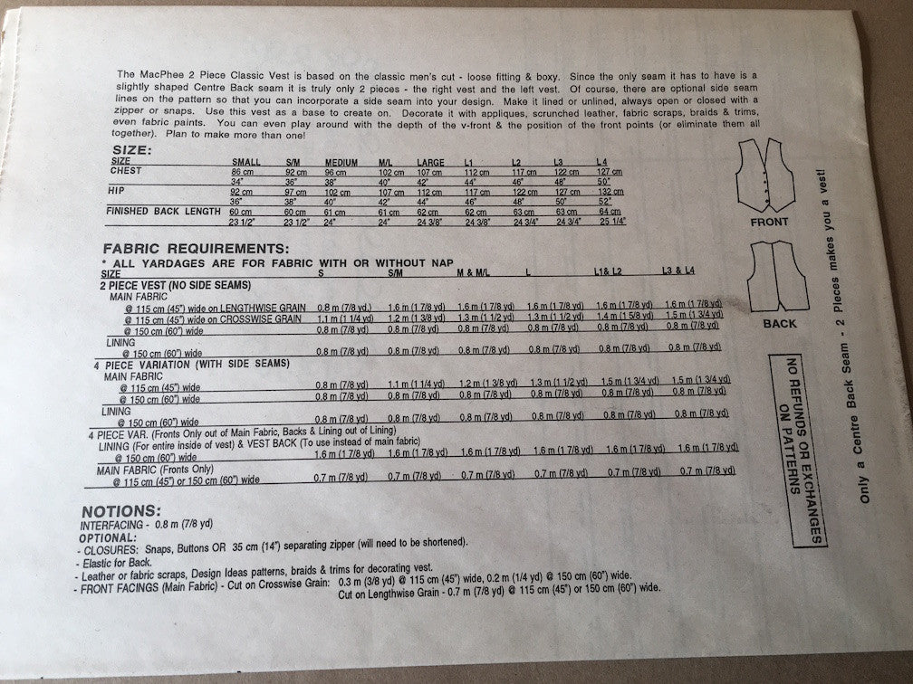 #121 2-PIECE CLASSIC VEST – MacPhee WorkShop