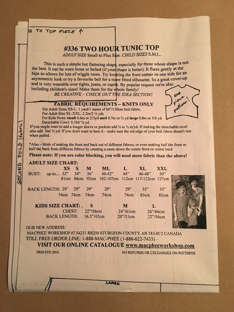 #336 TWO HOUR TUNIC TOP – MacPhee WorkShop