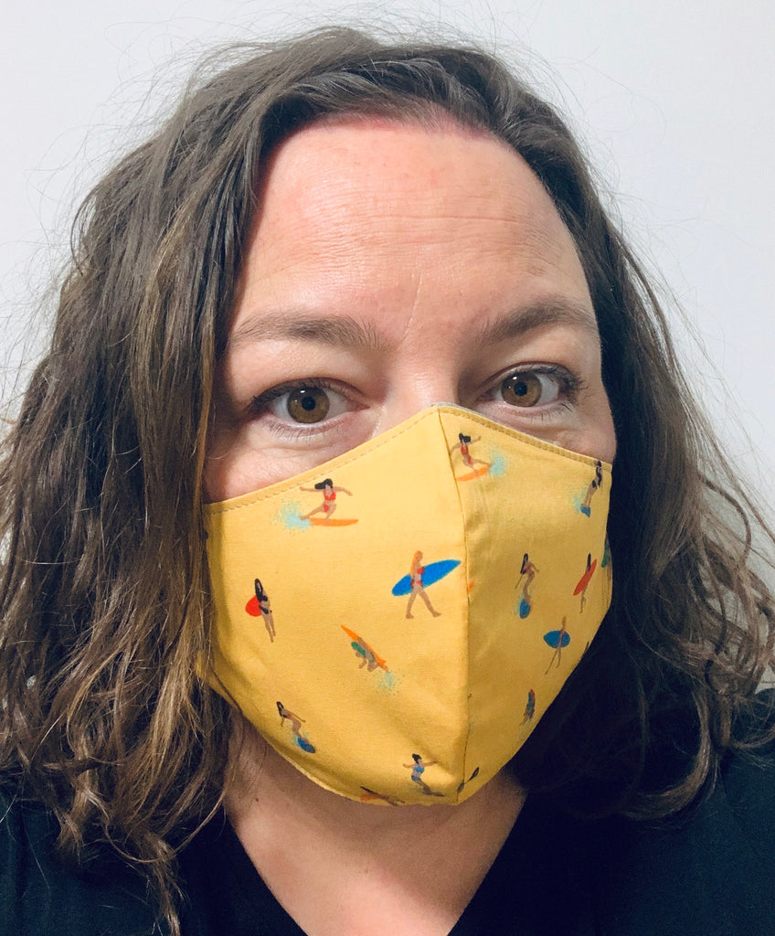 Surfer girls yellow - FACE MASK – MacPhee WorkShop